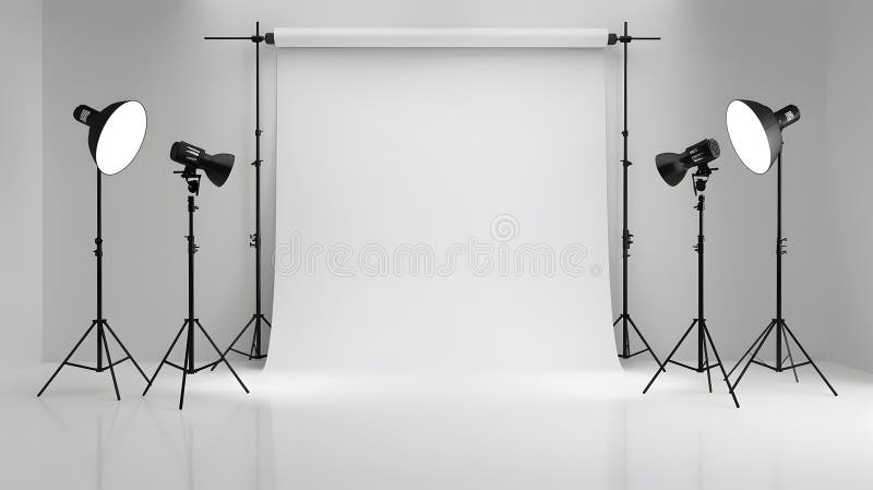 Studio for Photo Shoots with a White Background Stock Illustration ...
