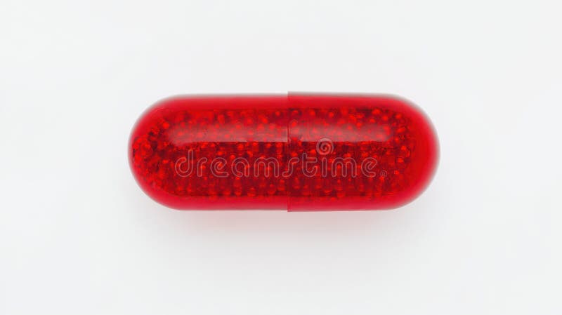 Studio Photography of a Single Transparent Red Pill with Tiny Stock ...