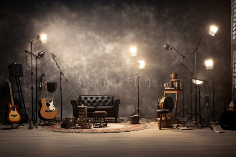 Studio Photography with Spotlight and Studio Light Stock Illustration ...