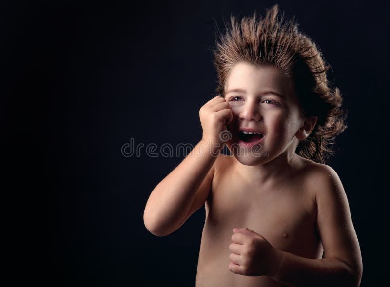 Studio Portrait of an Adorable Kid Crying Stock Photo - Image of fresh ...