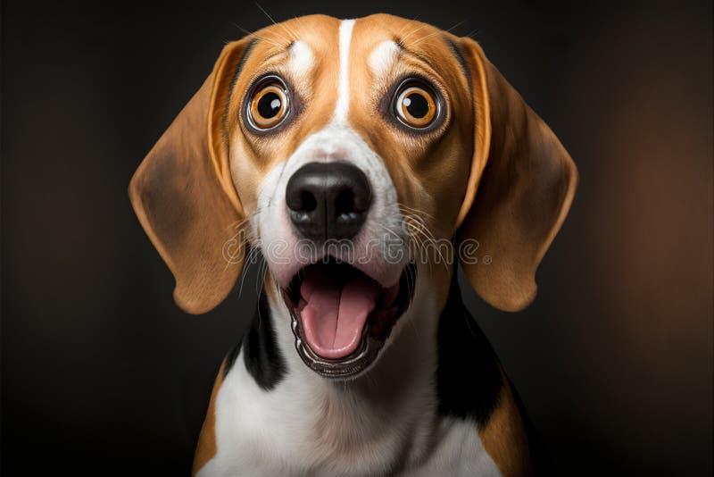 Studio Portrait of a Beagle Dog with a Surprised Face , Created with ...