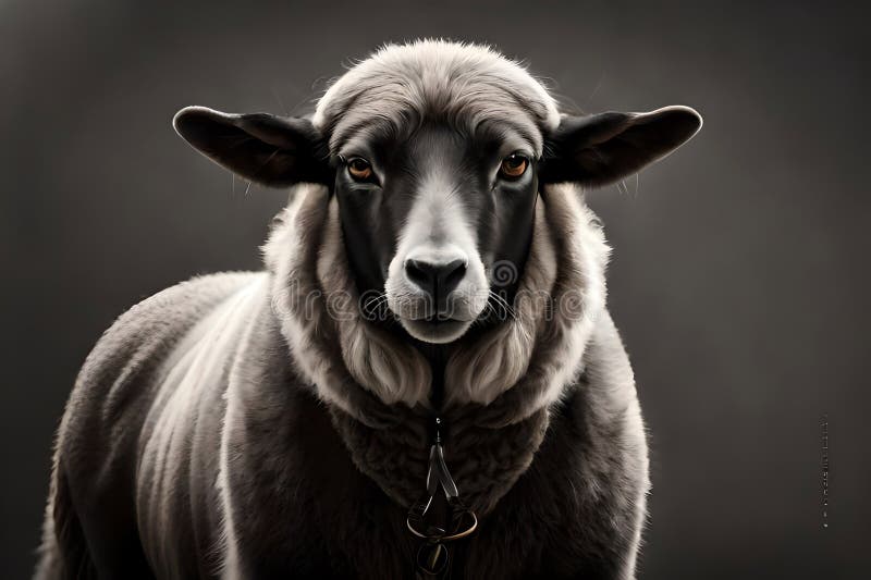 Studio Portrait of Black and White Sheep. Generative AI Stock ...