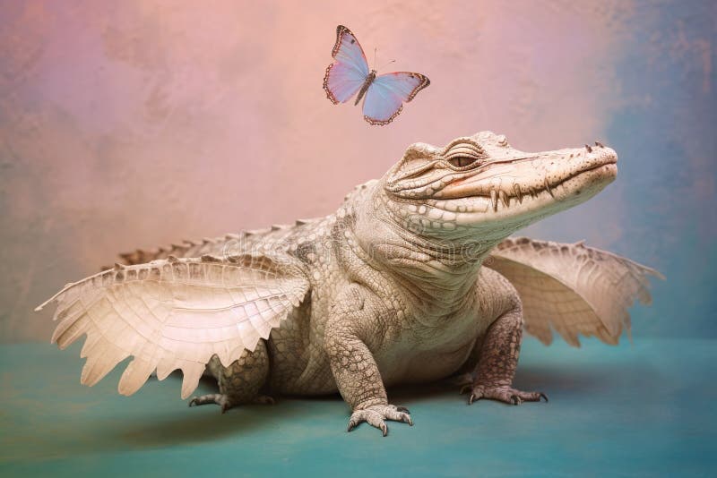Studio Portrait of Butterfly Crocodile with Butterfly Wings Stock ...