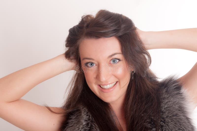 Studio Portrait of a Cheerful Girl Stock Photo - Image of color, female ...