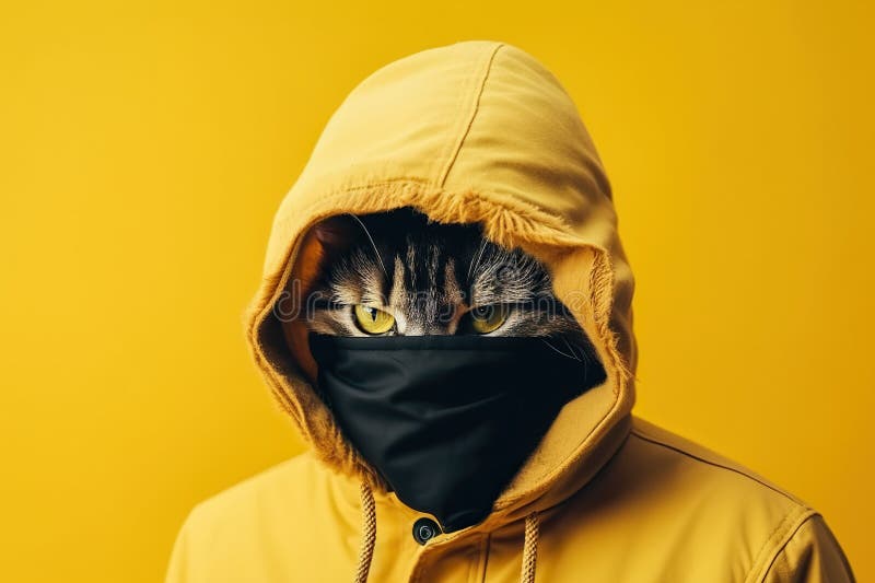 A Cute Cat in a Burglar Mask, Created with Generative AI Technology ...