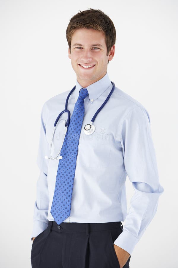 Studio Portrait of Doctor Against White Background Stock Image - Image ...