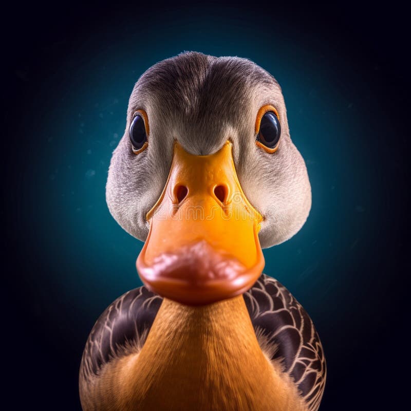 Studio Portrait of Duck Looking at the Camera Against a White ...