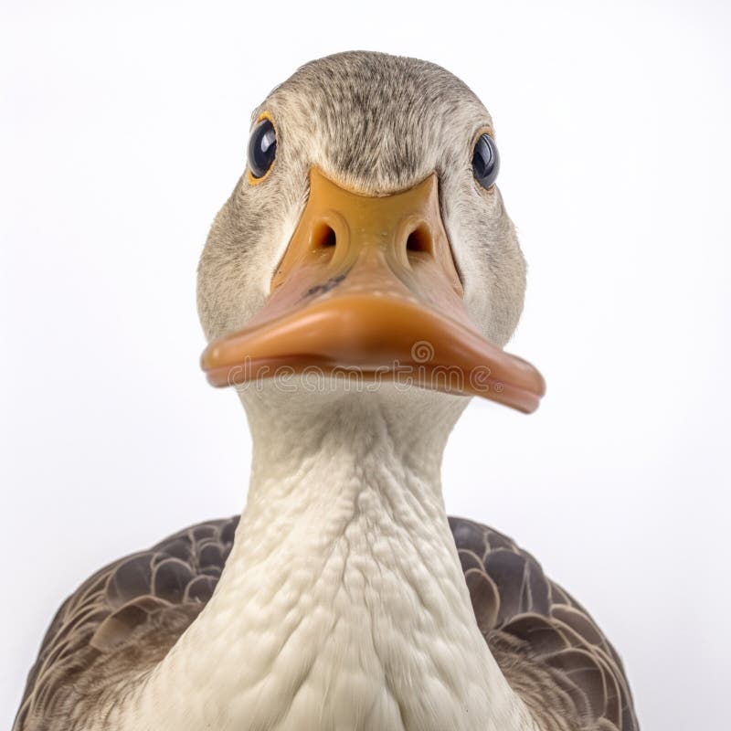 Studio Portrait of Duck Looking at the Camera Against a White ...