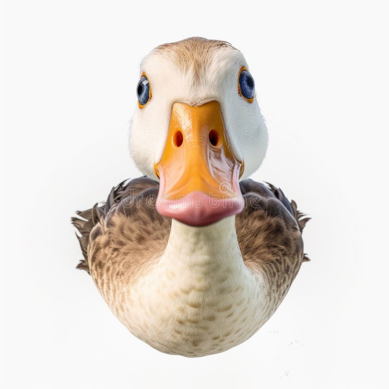 Studio Portrait of Duck Looking at the Camera Against a White ...