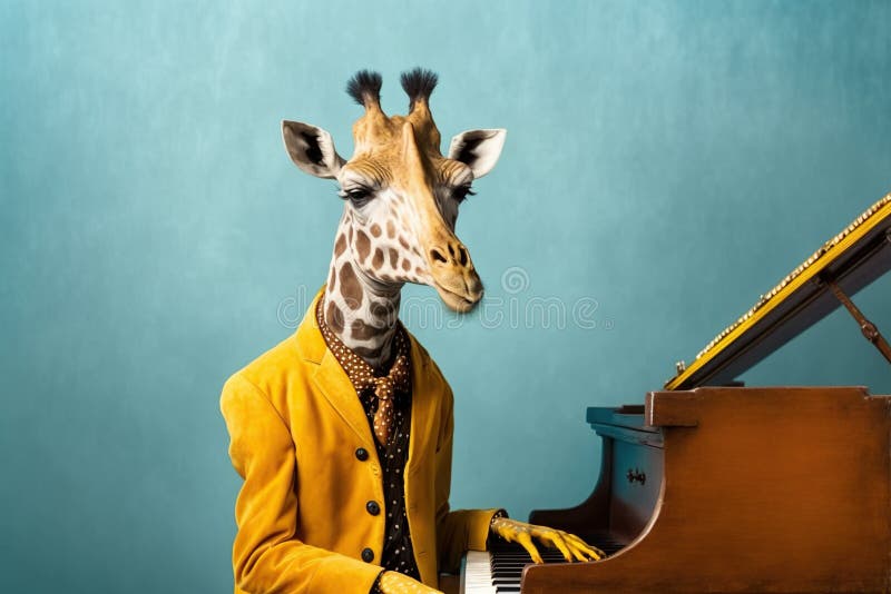 A Giraffe Dressed As a Jazzman Playing Piano, Created with Generative ...