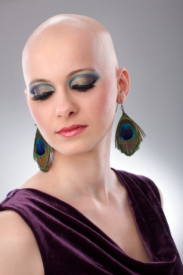 Studio Portrait of Hairless Woman Stock Image - Image of eyes, face ...