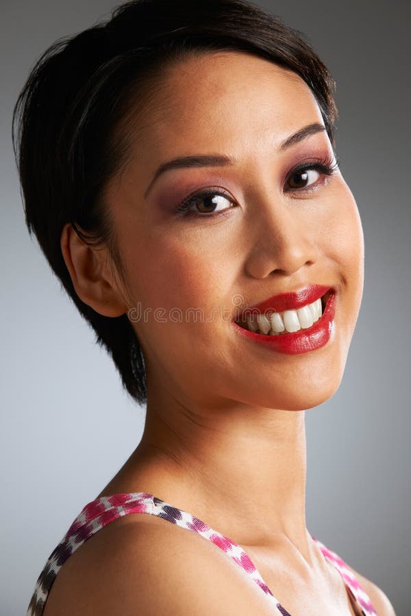 Studio Portrait of Happy and Beautiful Woman Stock Photo - Image of ...