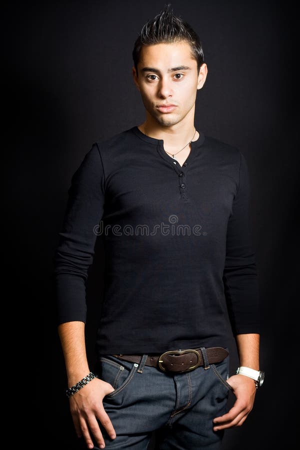 Studio Portrait of Masculine Young Man Stock Image - Image of confident ...