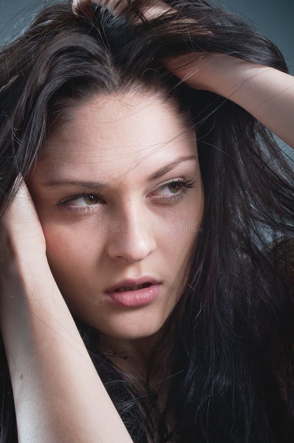 Studio Portrait of Model. Natural Skin Stock Photo - Image of girl ...