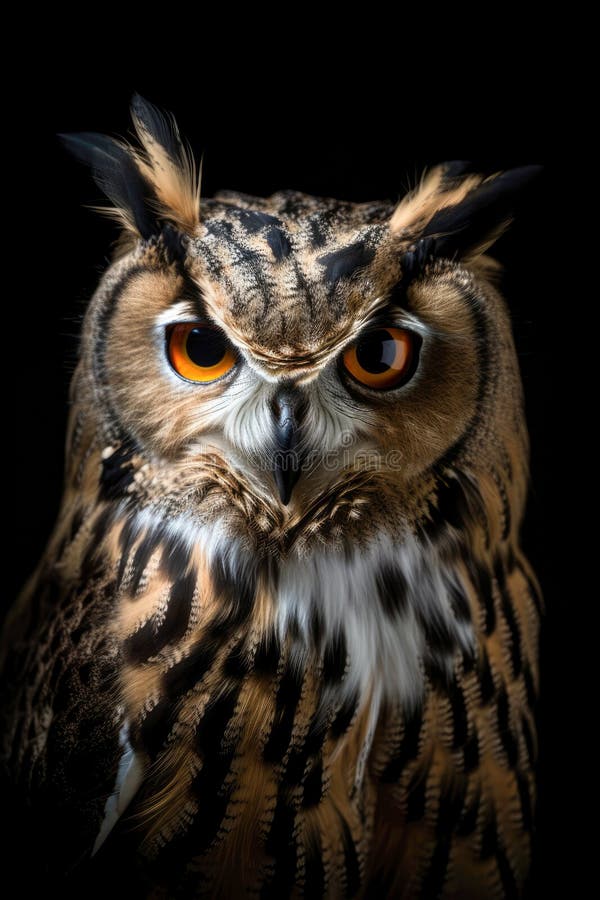 Studio Portrait of an Owl - AI Generated Image Stock Illustration ...