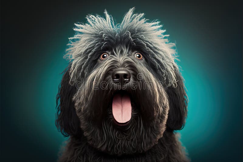 Studio Portrait of a Puli Dog with a Surprised Face, Created with ...