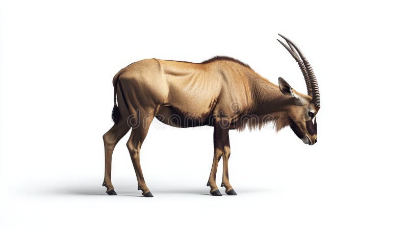 A Studio Portrait of a Sable Antelope with a White Background, Focusing ...