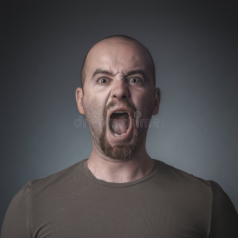 Studio Portrait of a Screaming Man Stock Photo - Image of young ...