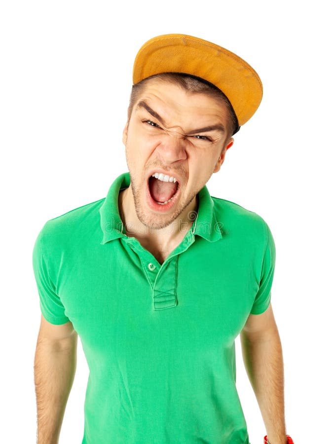 Studio Portrait of Screaming Young Guy in Studio Stock Photo - Image of ...