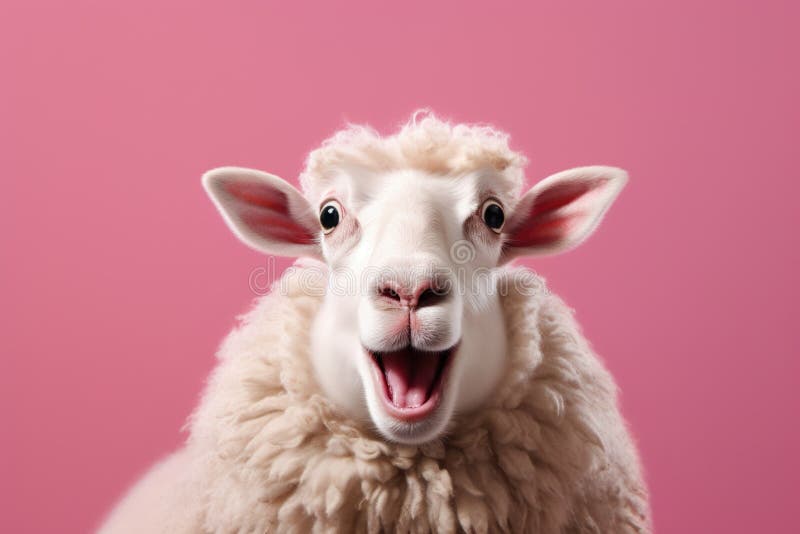 Studio Portrait of Shocked Sheep with Surprised Eyes Stock Illustration ...