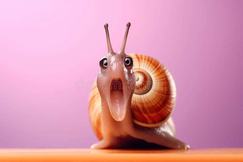 Portrait of Shocked Snail with Surprised Eyes, Stock Illustration ...