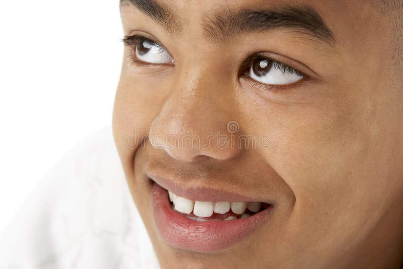 Studio Portrait of Smiling Teenage Boy Stock Photo - Image of mixed ...