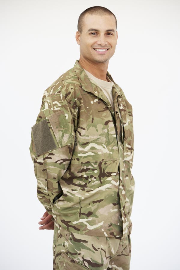 Studio Portrait of Soldier Wearing Uniform Stock Photo - Image of ...