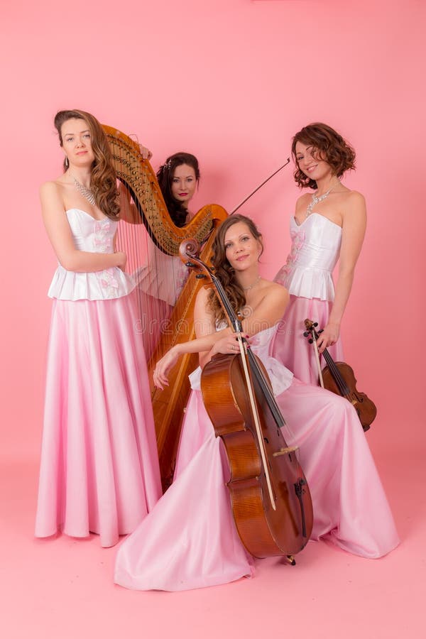 Studio Portrait of a String Quartet Stock Image - Image of women, cello ...