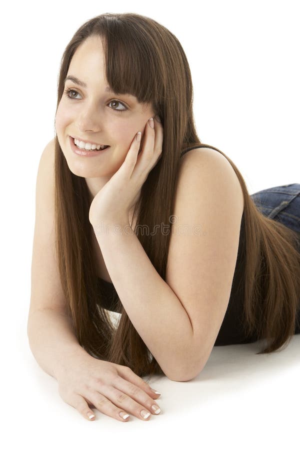 Studio Portrait of Teenage Girl Stock Photo - Image of cheerful ...