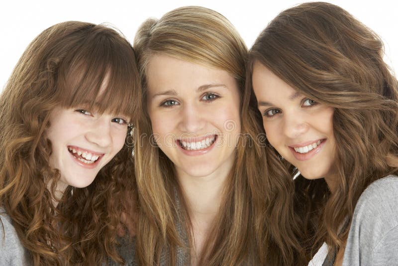 Studio Portrait of Three Sisters Stock Photo - Image of loving, people ...