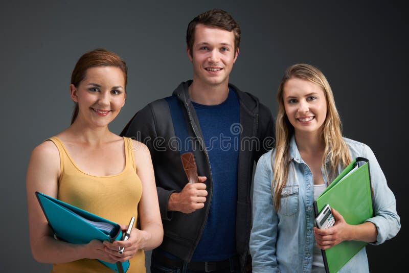 Studio Portrait of Three University Students Stock Photo - Image of ...