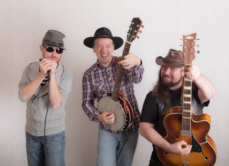 Studio portrait of a trio stock photo. Image of banjo - 163516674