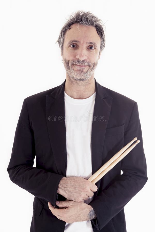 Studio Portrait of Young Drummer Stock Photo - Image of musician ...