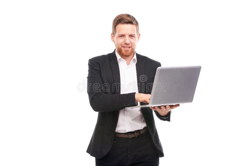 Manager with laptop stock photo. Image of computer, young - 110904442