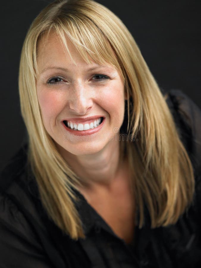 Studio Portrait of Young Woman Stock Image - Image of fashion, colour ...