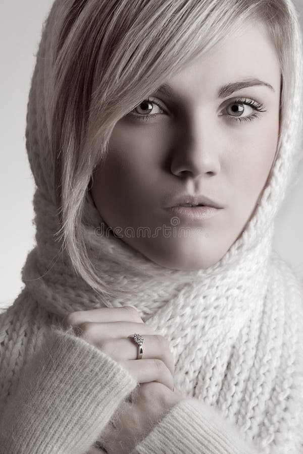 Studio Portrait of Young Woman Stock Image - Image of high, warm: 7547757