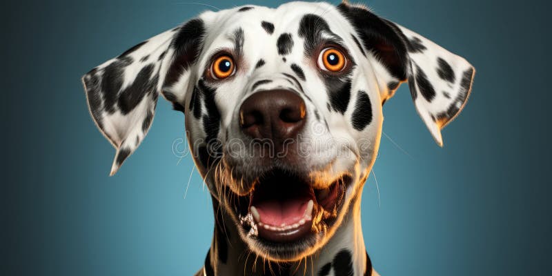 Studio Portraiture of Dalmatian Dog with Surprised Expression Stock ...