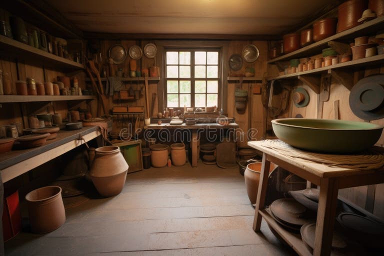 Studio, with Potter S Wheel and Tools for Creating Beautiful Ceramic ...