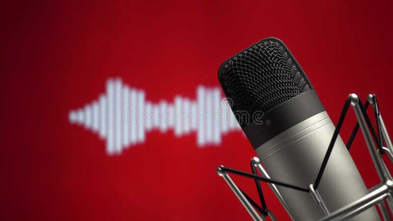 Studio Professional Microphone on the Background of Sound Waves Stock ...
