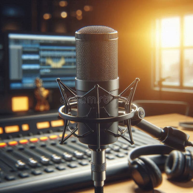 Studio Professional Microphone Ready for Broadcast in a Radio Station ...