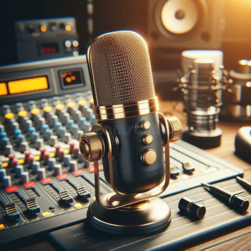 Studio Professional Microphone Ready for Broadcast in a Radio Station ...