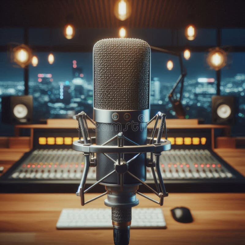 Studio Professional Microphone Ready for Broadcast in a Radio Station ...