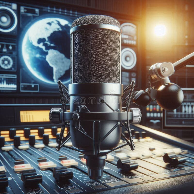 Studio Professional Microphone Ready for Broadcast in a Radio Station ...