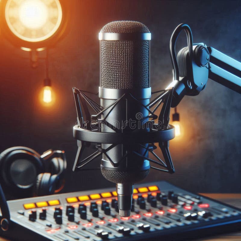 Studio Professional Microphone Ready for Broadcast in a Radio Station ...