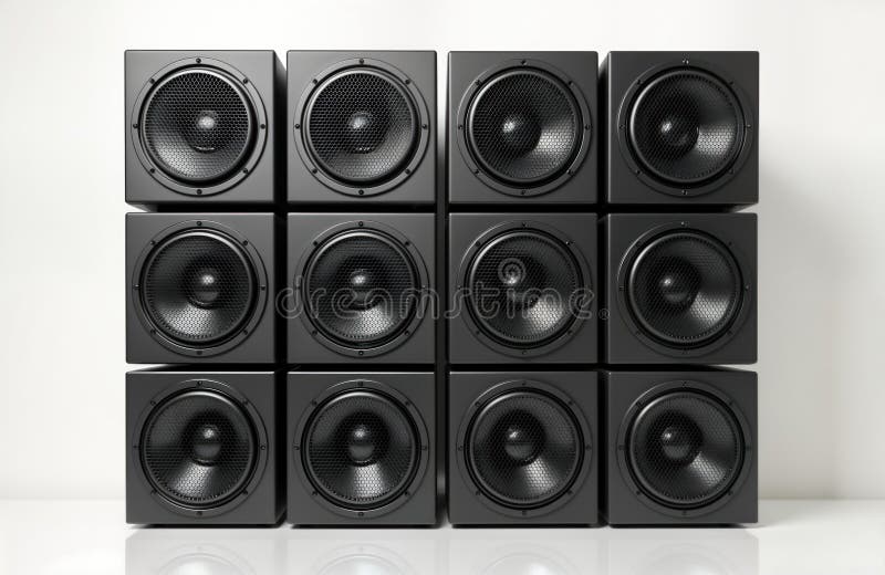 Studio Quality Square Speaker Boxes in Black. High-powered Speakers ...