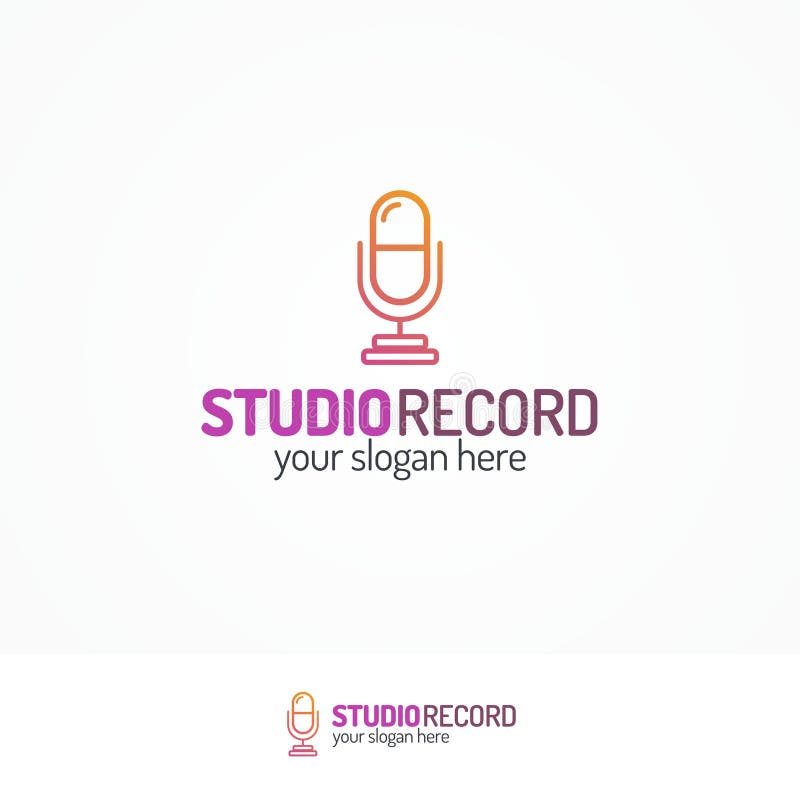 Studio Record Logo Set with Microphone Stock Vector - Illustration of ...
