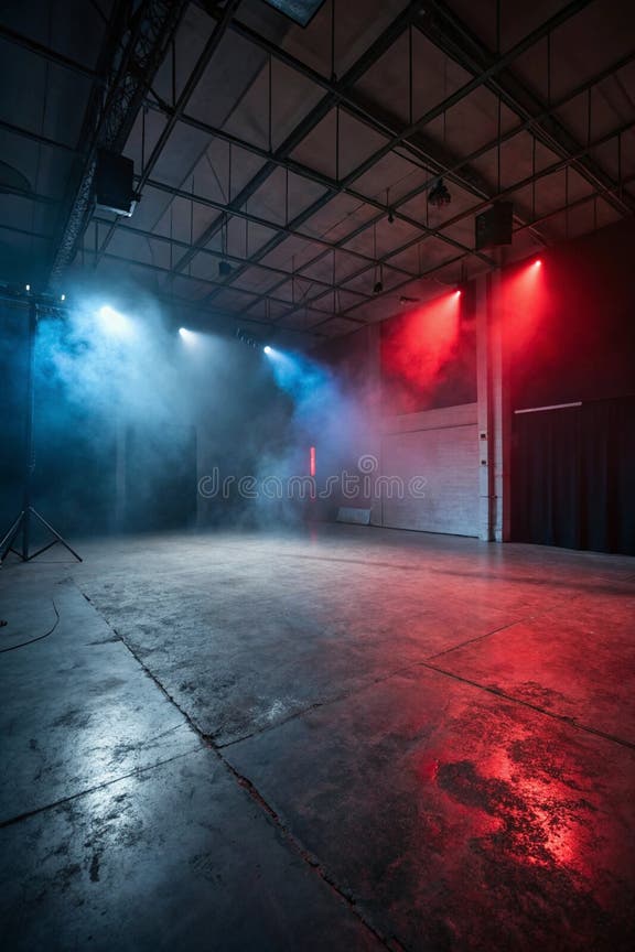 Studio with Red and Blue Fog Lighting Stock Illustration - Illustration ...