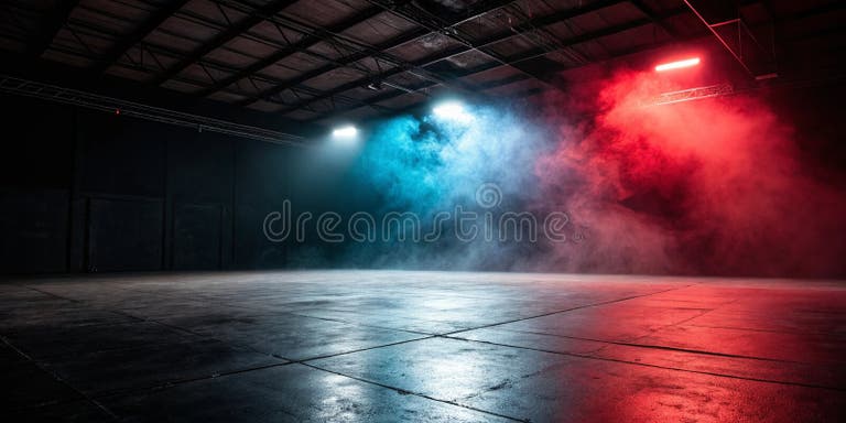 Studio with Red and Blue Fog Lighting Stock Illustration - Illustration ...