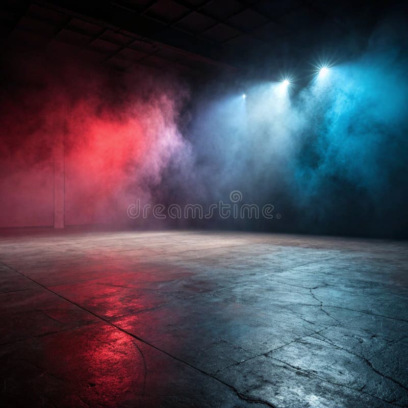 Studio with Red and Blue Fog Lighting Stock Illustration - Illustration ...