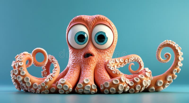 A Studio Render of an Orange Octopus with Googly Eyes is Intended for ...